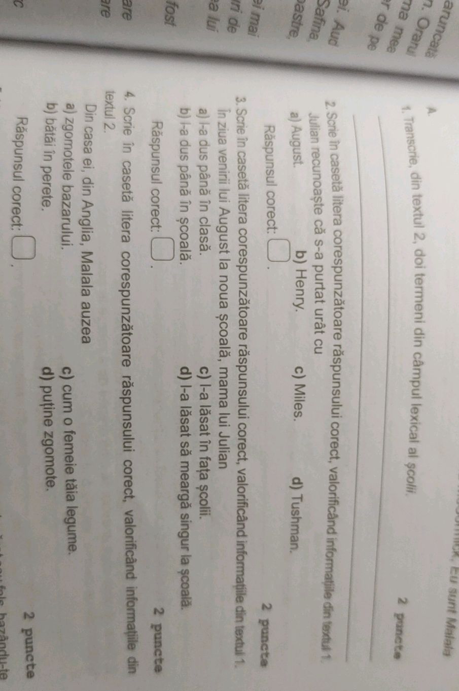 1. Transcrie, din textul 2, doi termeni din | StudyX