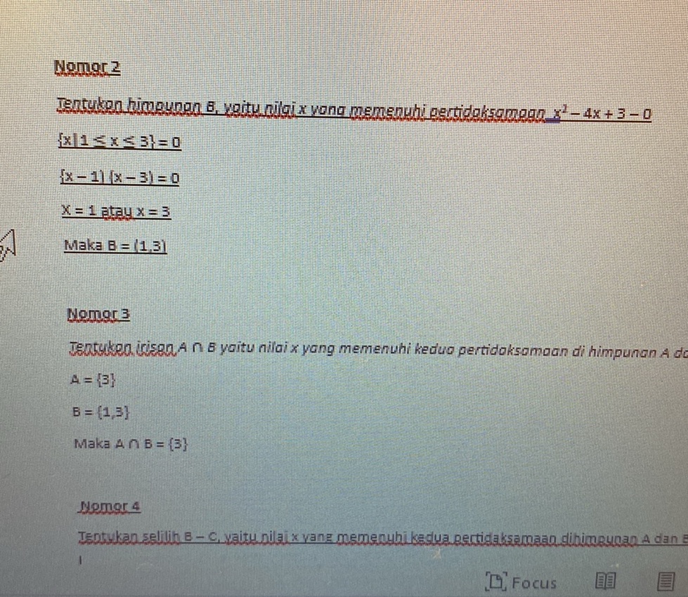 Nomor 2 Tentukan himpunan B, yaitu nilai x | StudyX
