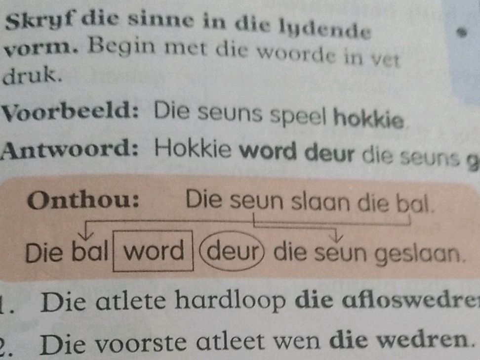 Skryf die sinne in die lydende vorm. Begin | StudyX