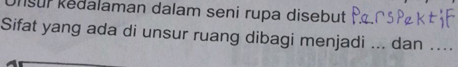 Unsur kedalaman dalam seni rupa disebut | StudyX