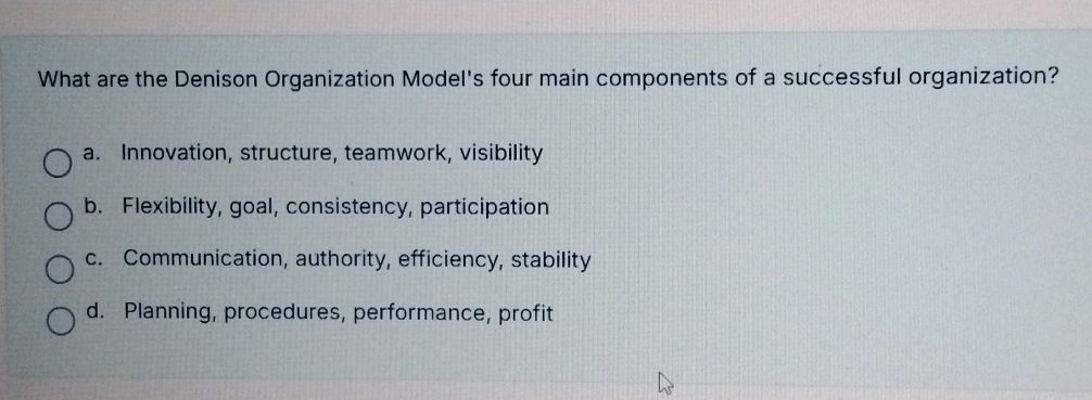 What are the Denison Organization Model's | StudyX