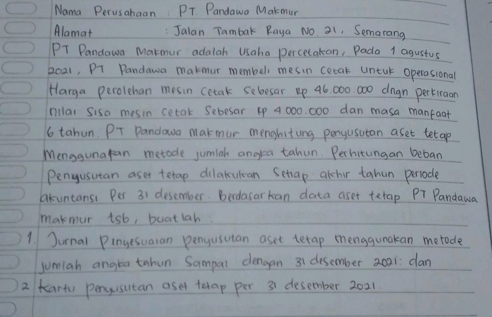 1. Jurnal Pinyesuaian penyusutan aset tetap | StudyX
