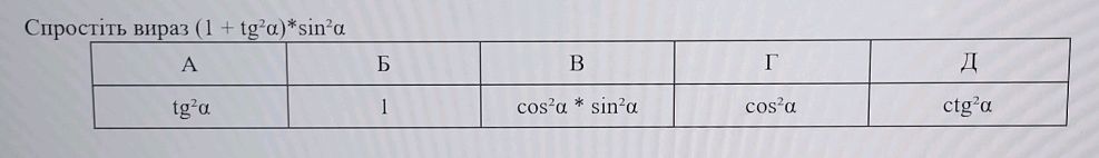 Спростіть вираз $(1 + tg^2 )*sin^2 $ | | | StudyX