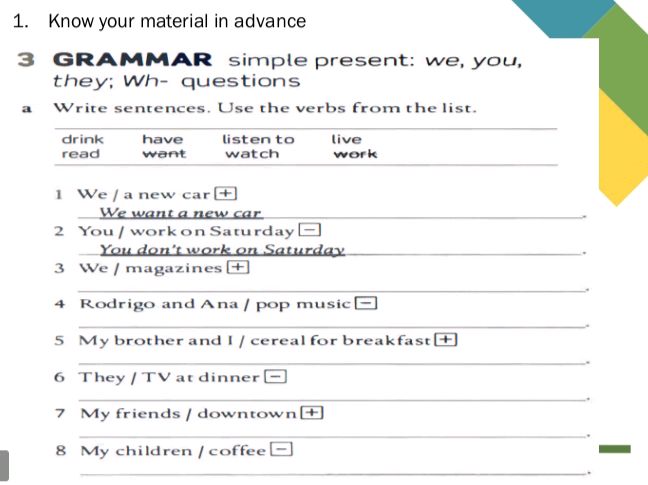 Write sentences. Use the verbs from the | StudyX