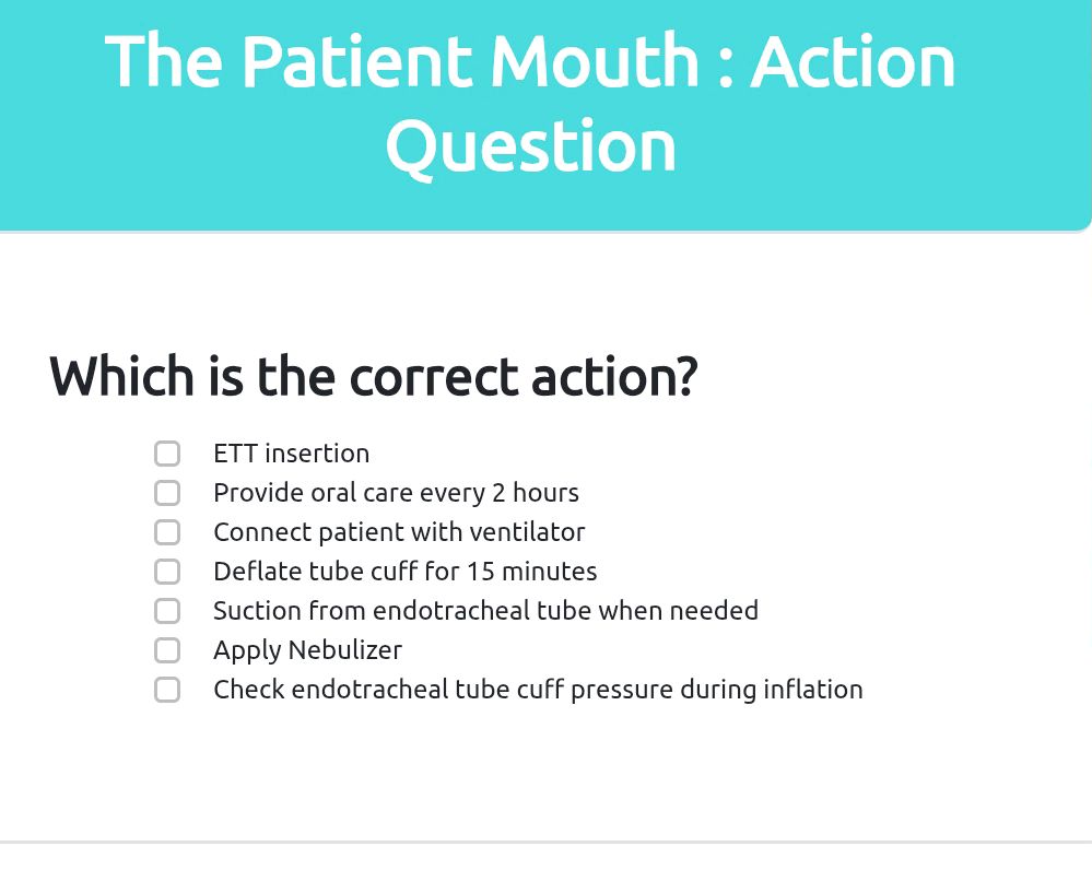 Which is the correct action? ETT insertion | StudyX