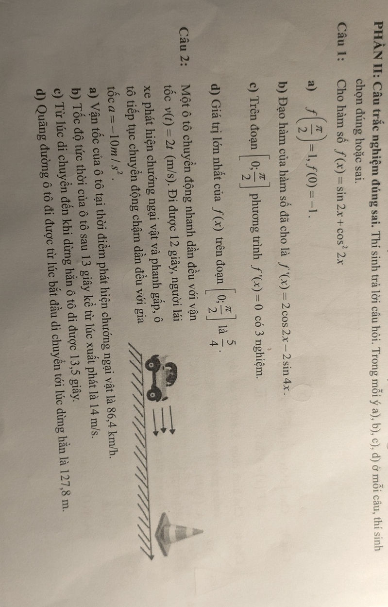 Câu 1: Cho hàm số $f(x) = sin 2x + cos^2 2x$ | StudyX