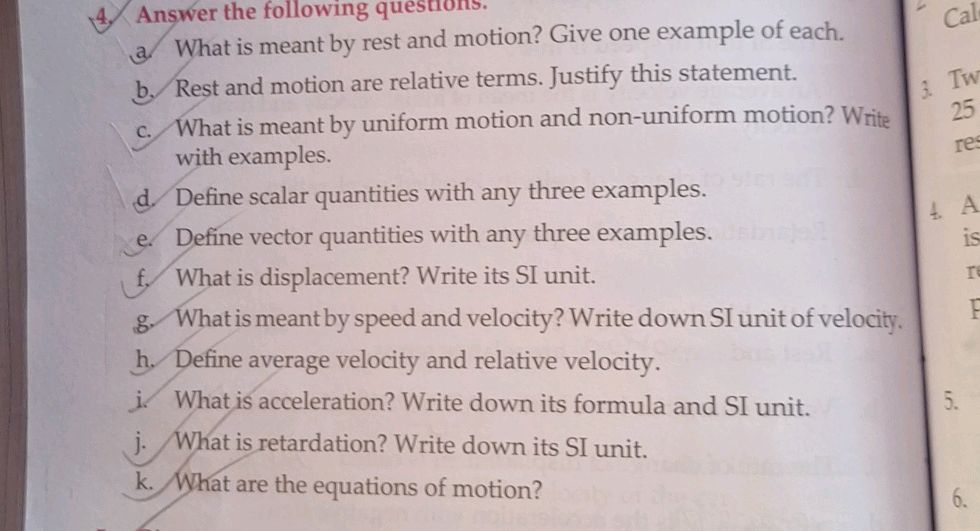 a. What is meant by rest and motion? Give | StudyX