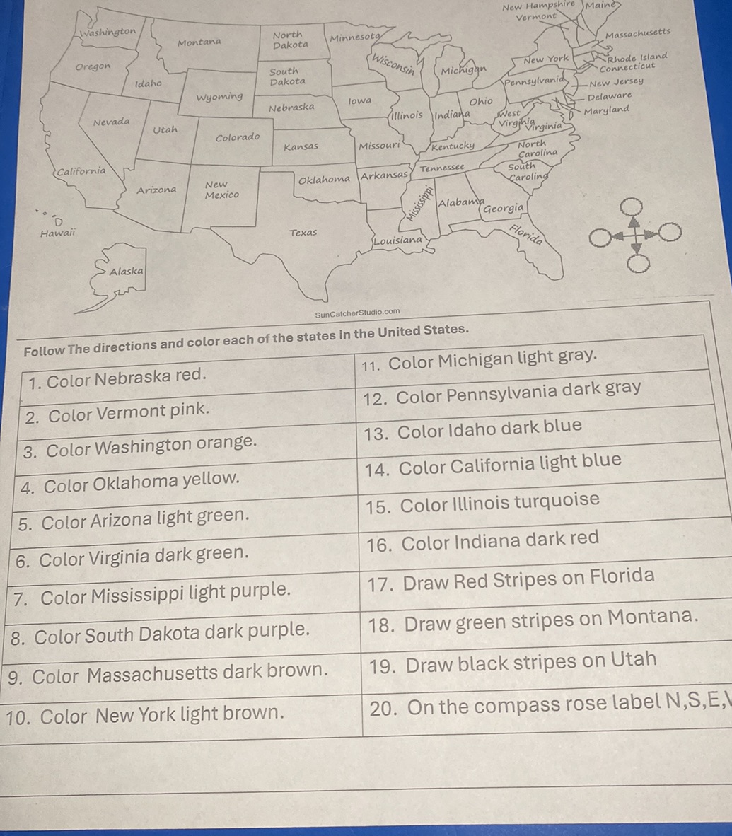 Follow The directions and color each of the | StudyX