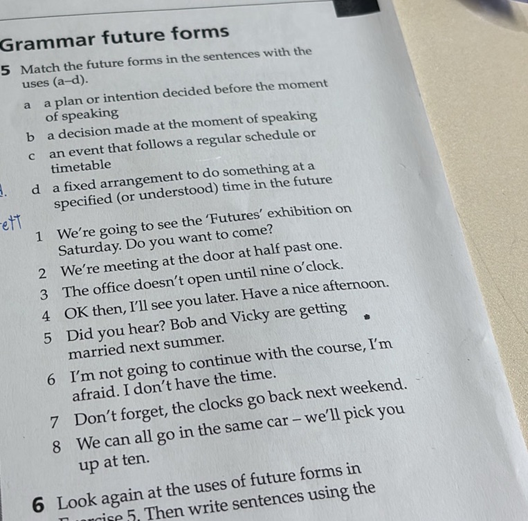 5 Match the future forms in the sentences | StudyX