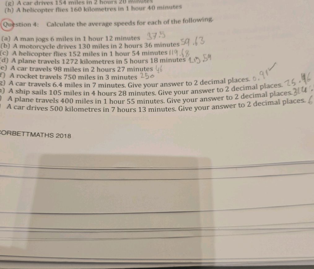Question 4: Calculate the average speeds for | StudyX