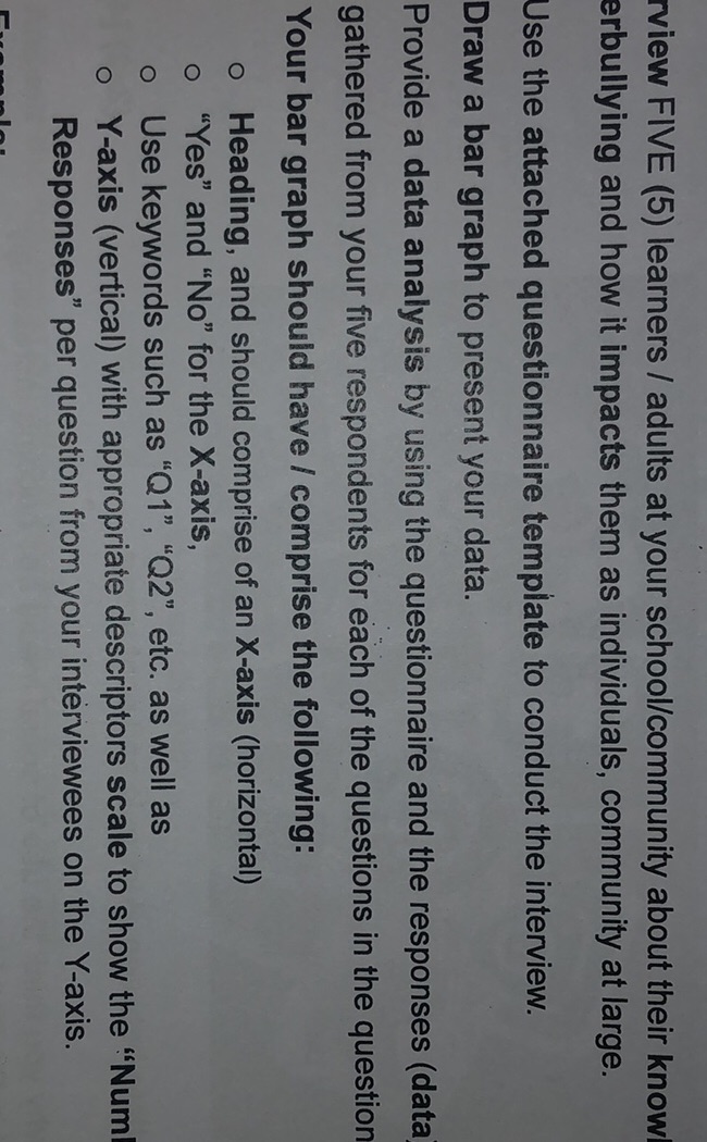 Interview FIVE (5) learners / adults at your | StudyX