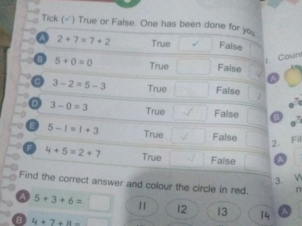Tick ( ) True or False. One has been done | StudyX