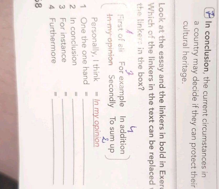 Look at the essay and the linkers in bold in | StudyX