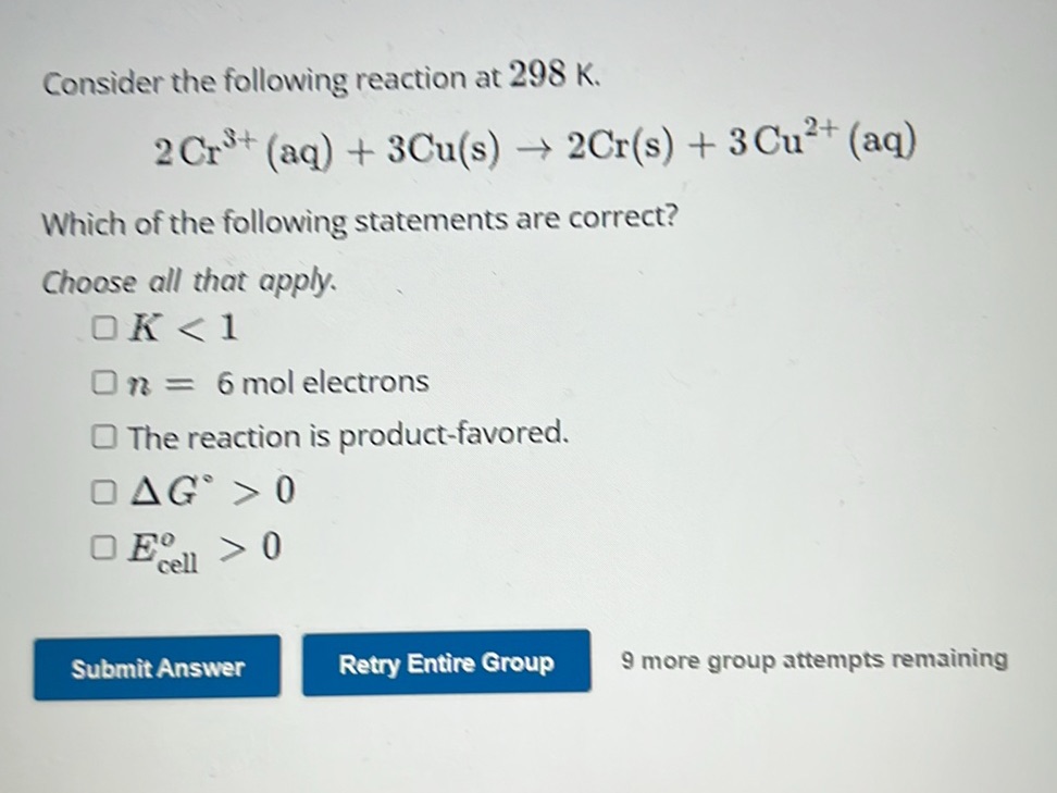 Consider the following reaction at 298 K. | StudyX