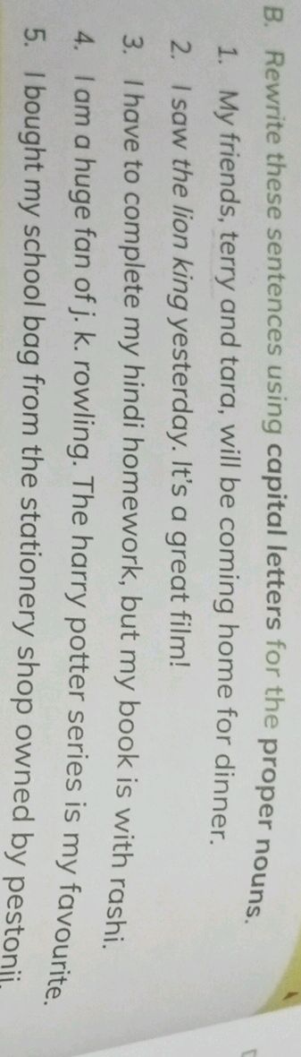 B. Rewrite these sentences using capital | StudyX