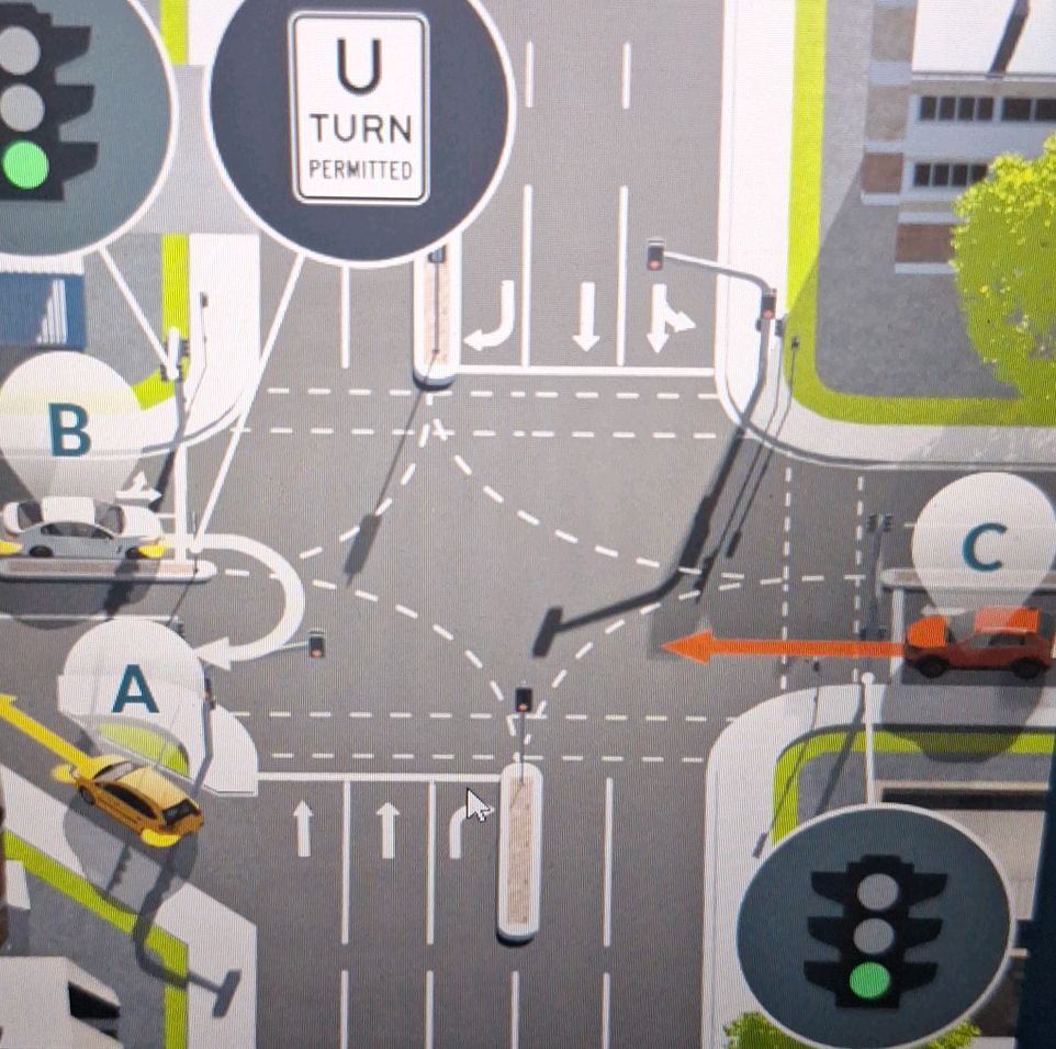 The image depicts a road intersection with | StudyX