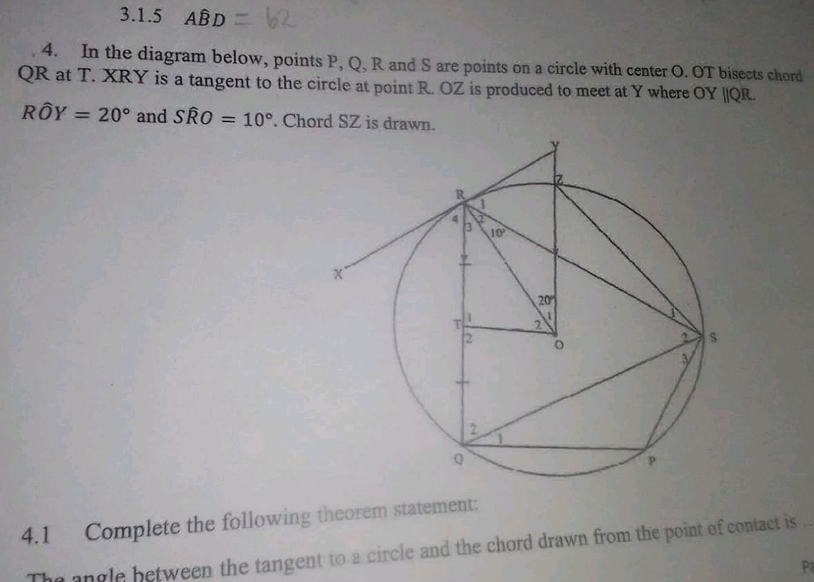 4. In the diagram below, points P, Q, R and | StudyX