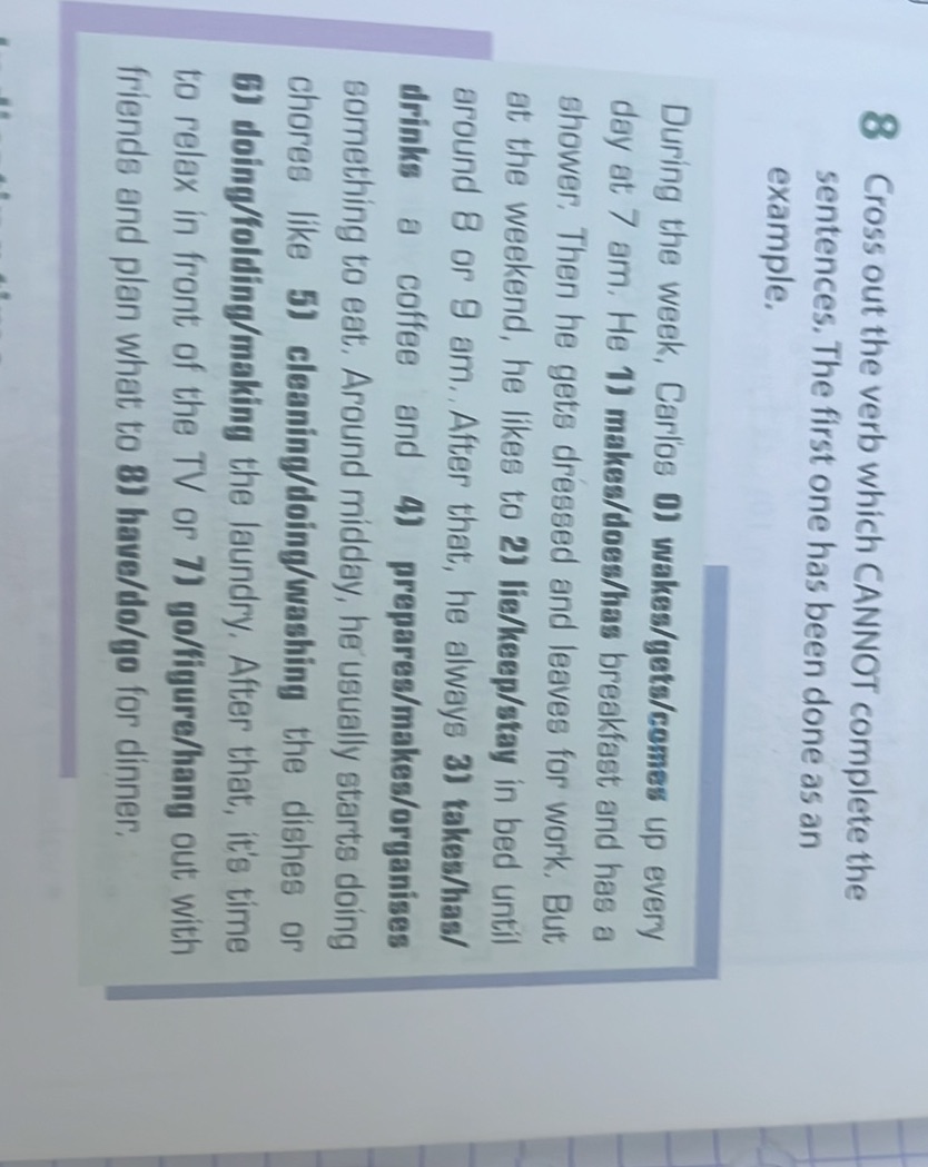 8 Cross out the verb which CANNOT complete | StudyX