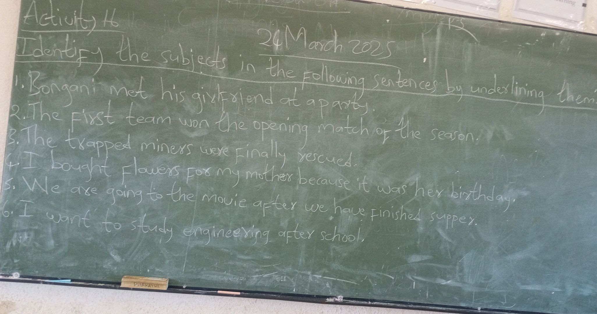 Identify the subjects in the following | StudyX