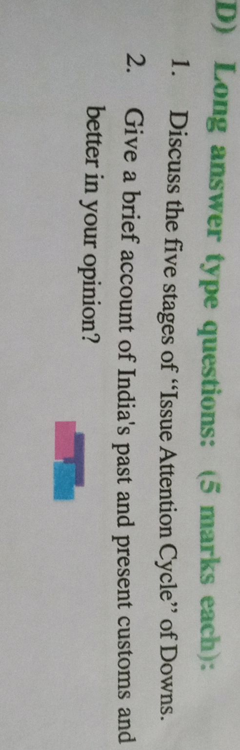 D) Long answer type questions: (5 marks | StudyX