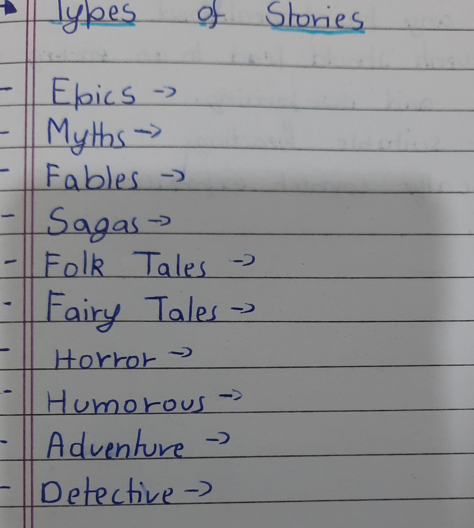 Types of Stories - Epics -> - Myths -> - | StudyX