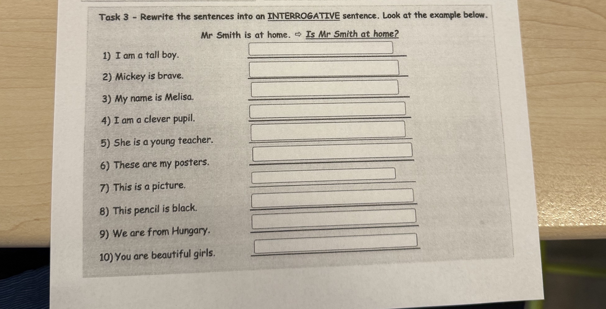 Task 3 - Rewrite the sentences into an | StudyX