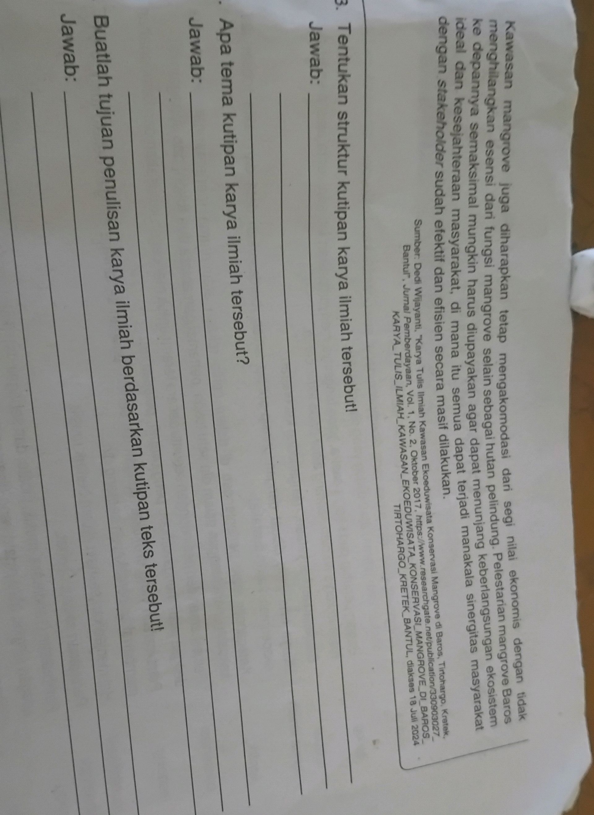 3. Tentukan struktur kutipan karya ilmiah | StudyX