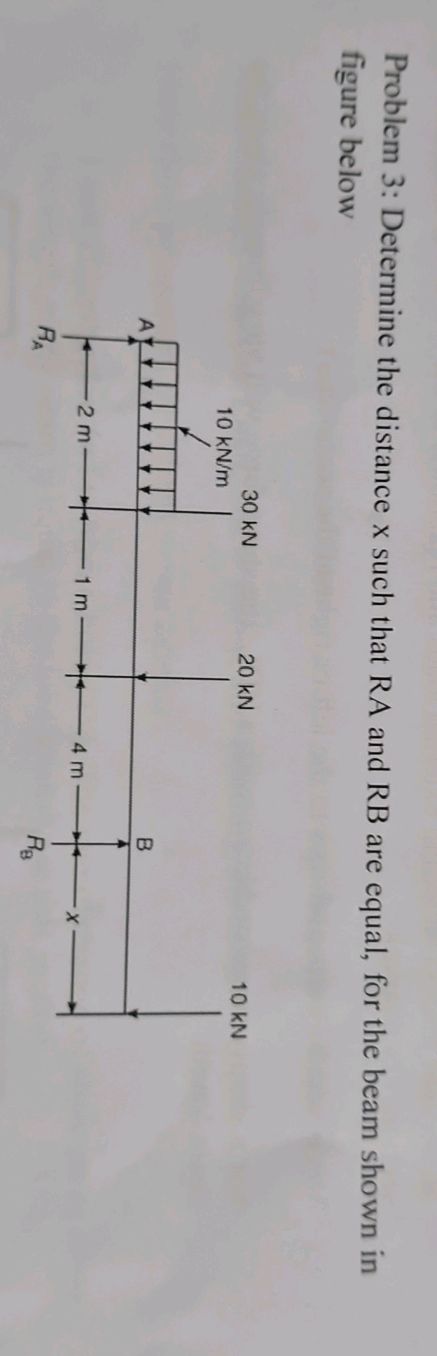 Problem 3: Determine the distance x such | StudyX