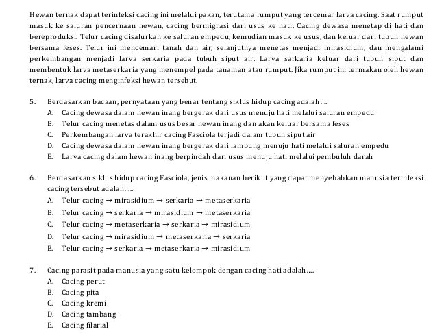 5. Berdasarkan bacaan, pernyataan yang benar | StudyX