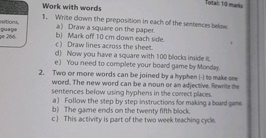 1. Write down the preposition in each of the | StudyX
