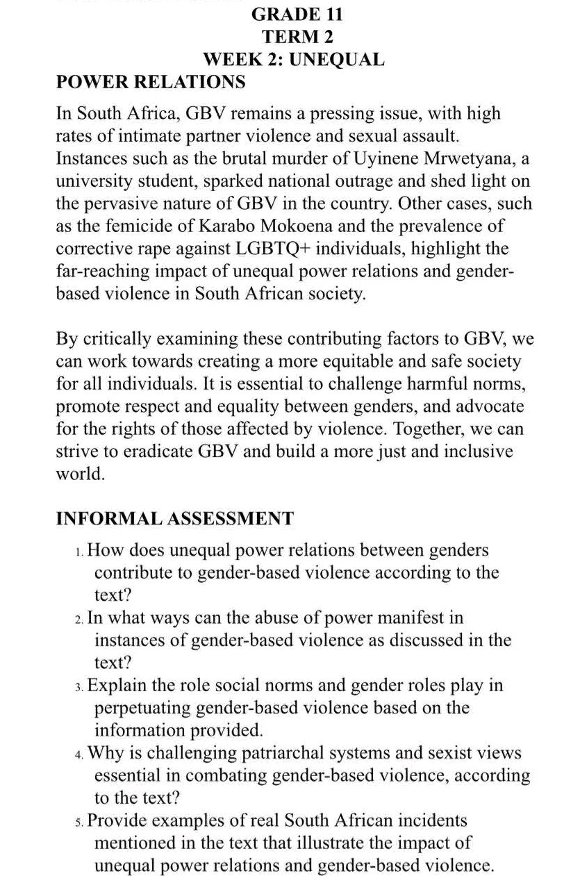 1. How does unequal power relations between | StudyX