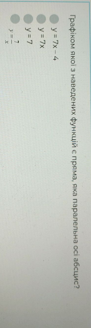 Графіком якої з наведених функцій є пряма, | StudyX