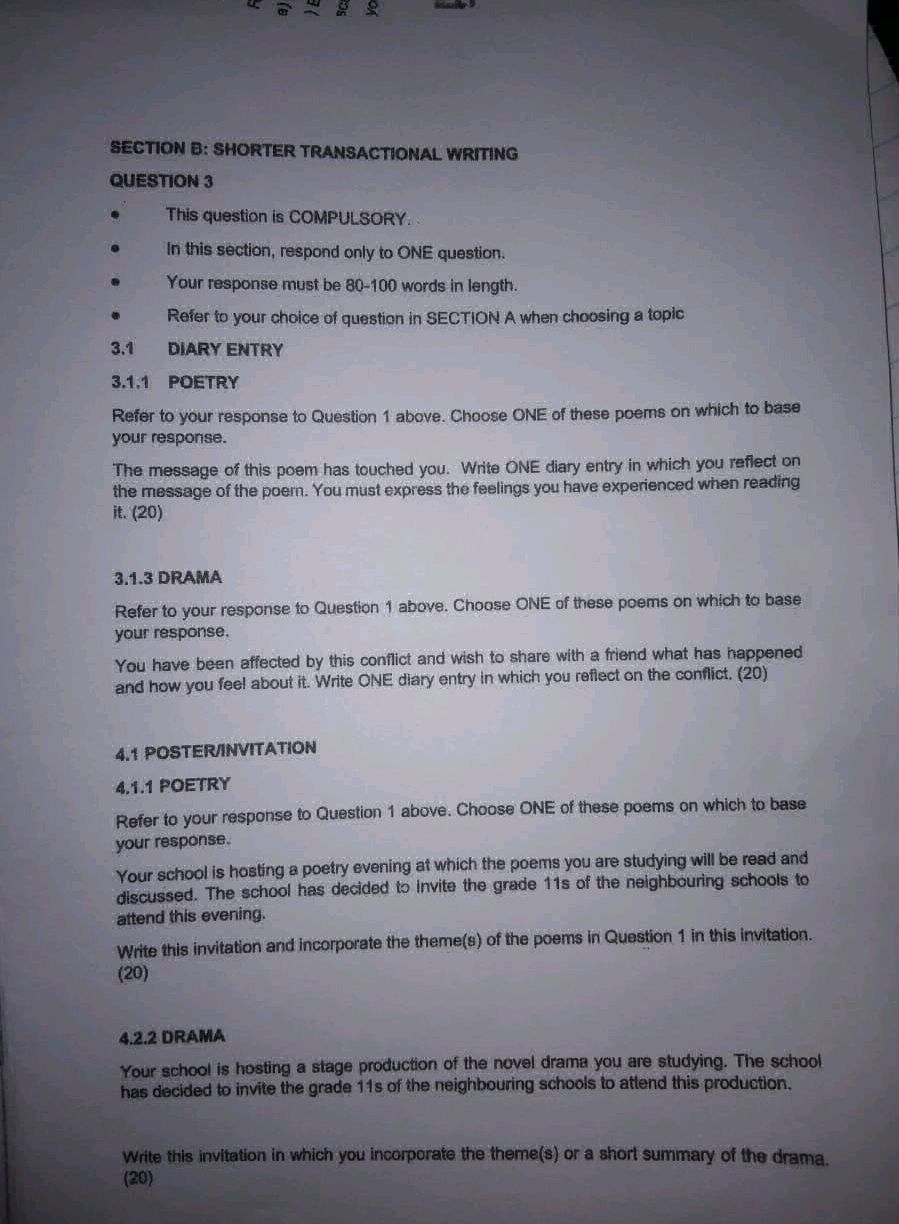SECTION B: SHORTER TRANSACTIONAL WRITING | StudyX