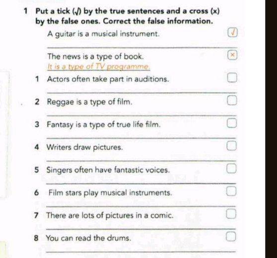 Put a tick ( ) by the true sentences and a | StudyX