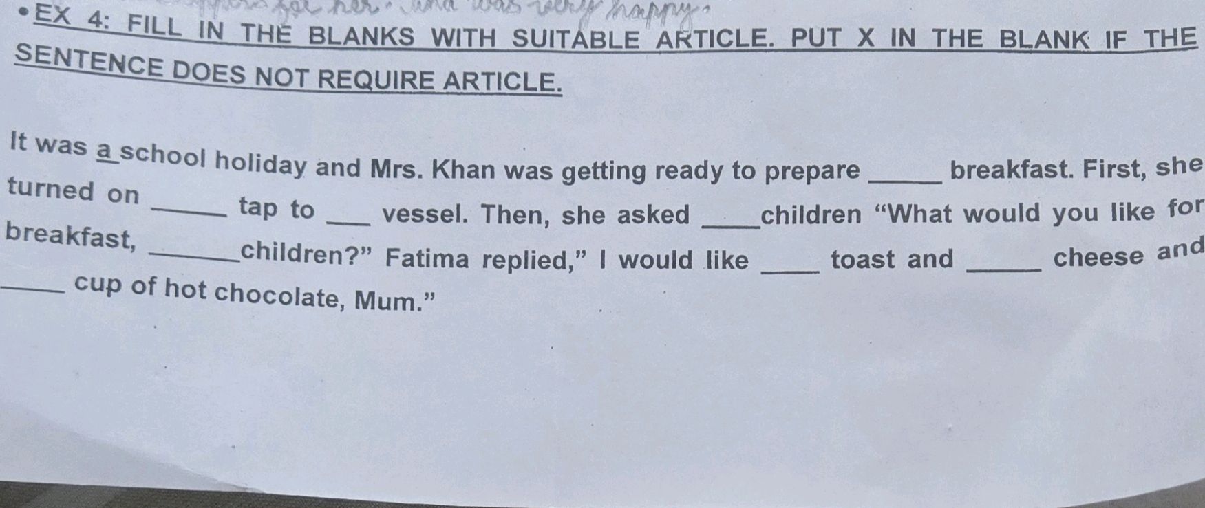 EX 4: FILL IN THE BLANKS WITH SUITABLE | StudyX