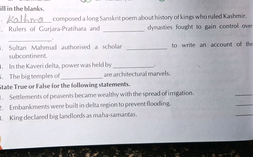 Fill in the blanks. 1. Kalhma composed a | StudyX