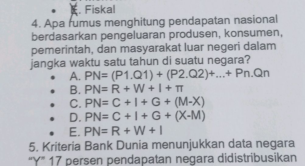 4. Apa rumus menghitung pendapatan nasional | StudyX
