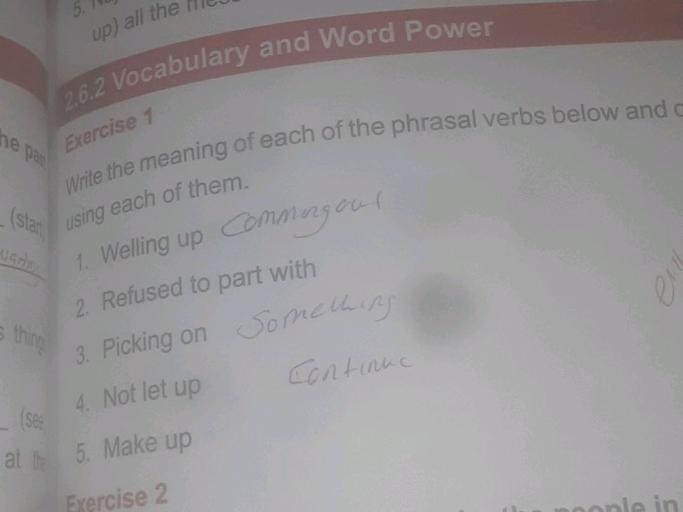 Write the meaning of each of the phrasal | StudyX