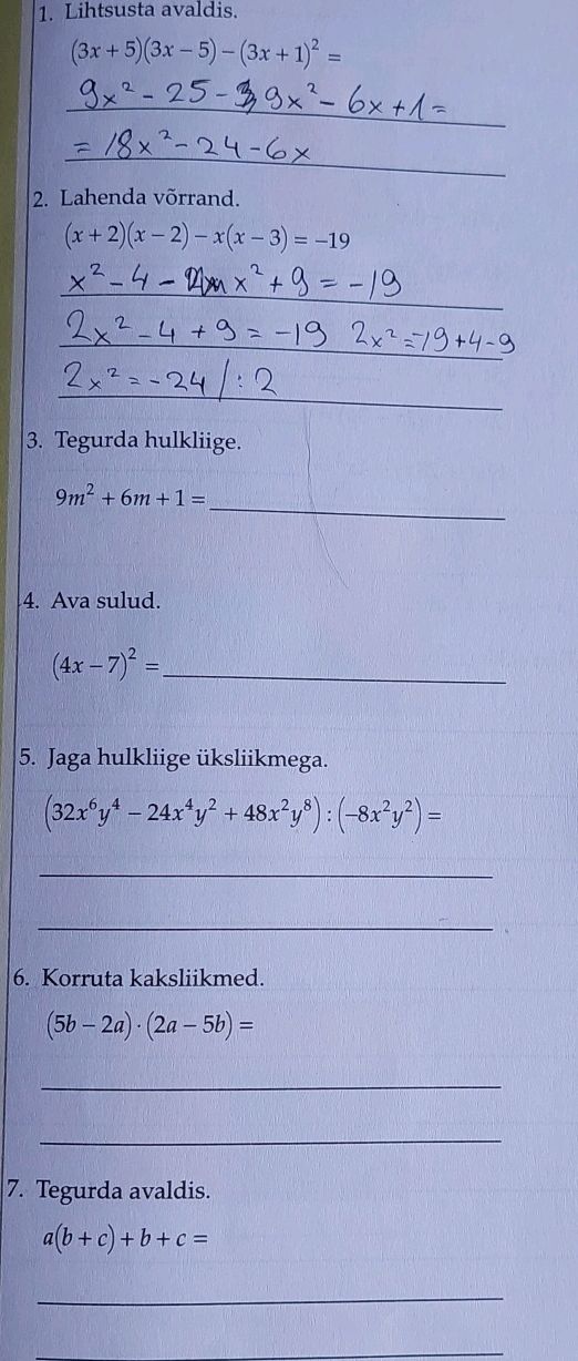 1. Lihtsusta avaldis. | StudyX