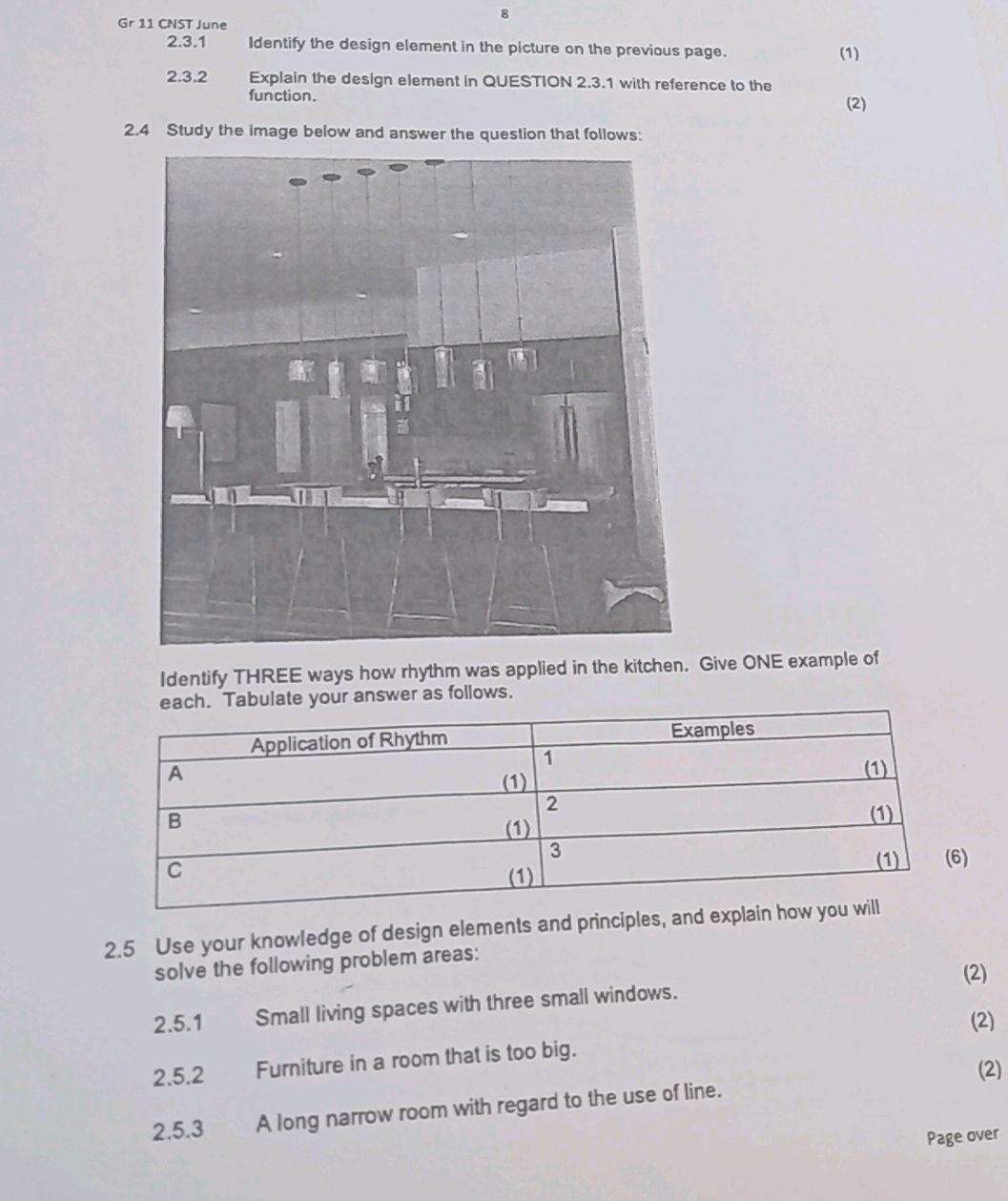 2.3.1 Identify the design element in the | StudyX