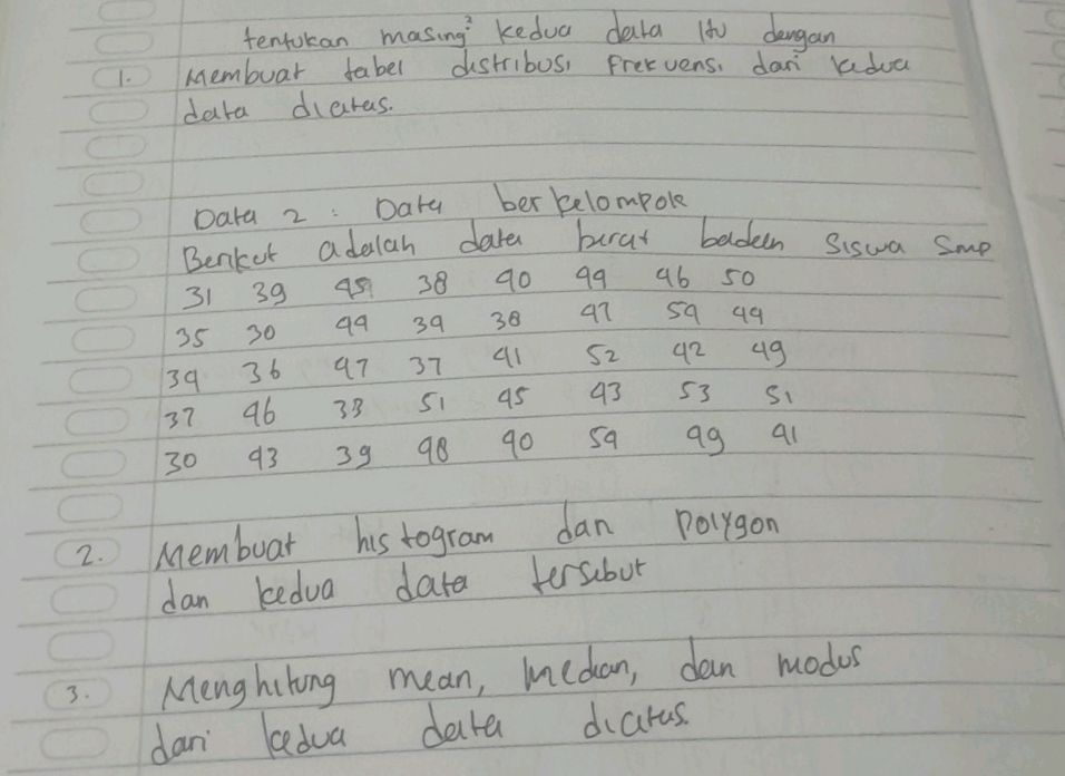 1. Membuat tabel distribusi frekuensi dari | StudyX