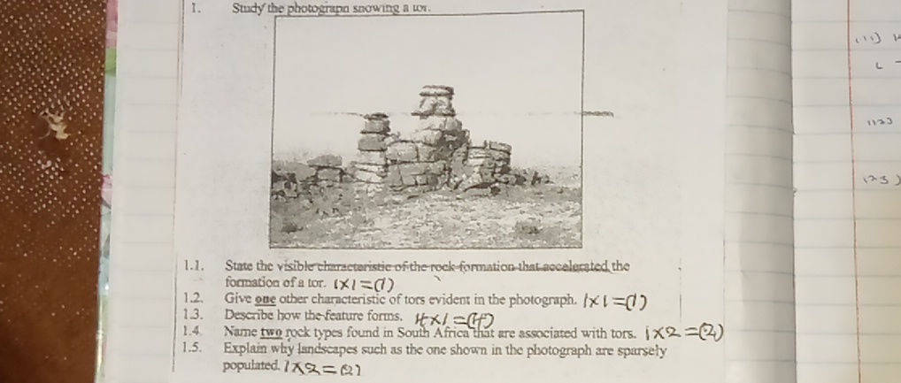 1. Study the photograph showing a tor. | StudyX