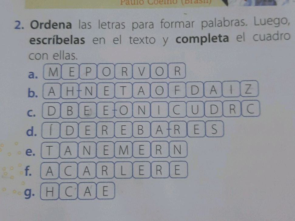 2. Ordena las letras para formar palabras. | StudyX