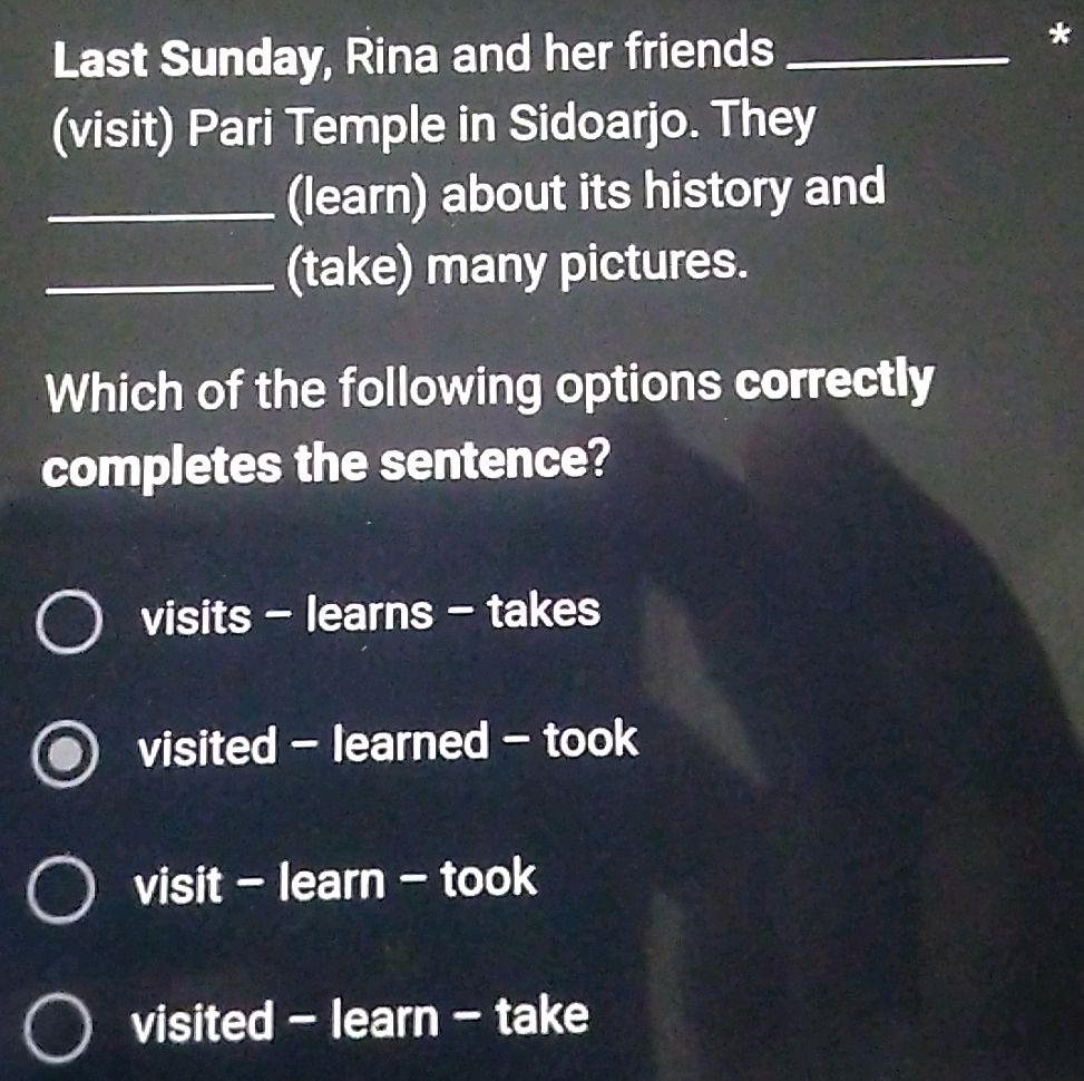 Last Sunday, Rina and her friends (visit) | StudyX