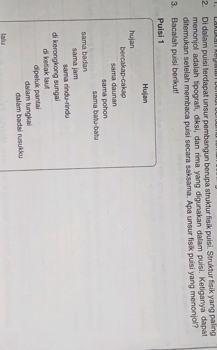 2. Di dalam puisi terdapat unsur pembangun | StudyX