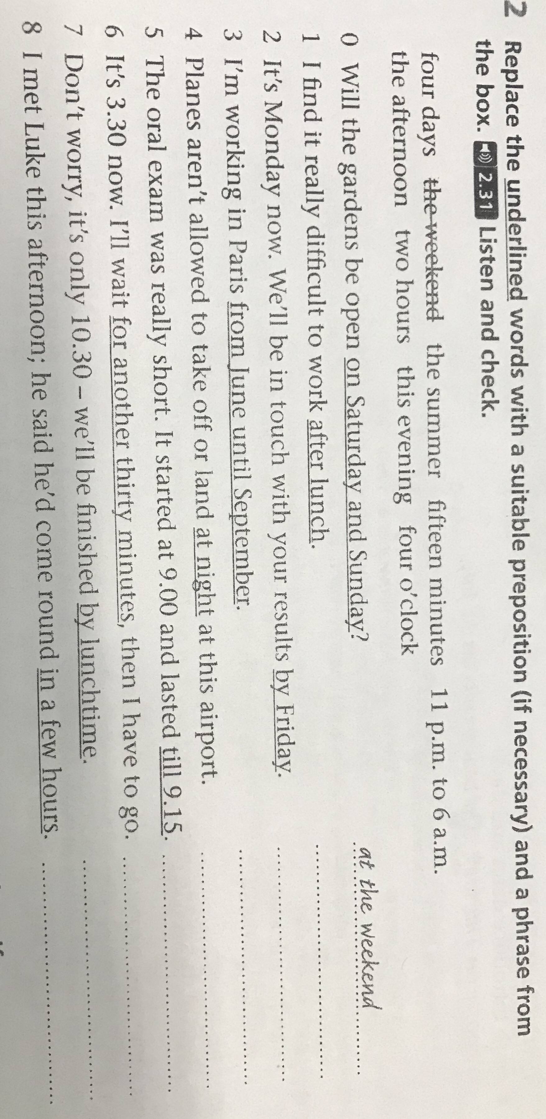 2 Replace the underlined words with a | StudyX