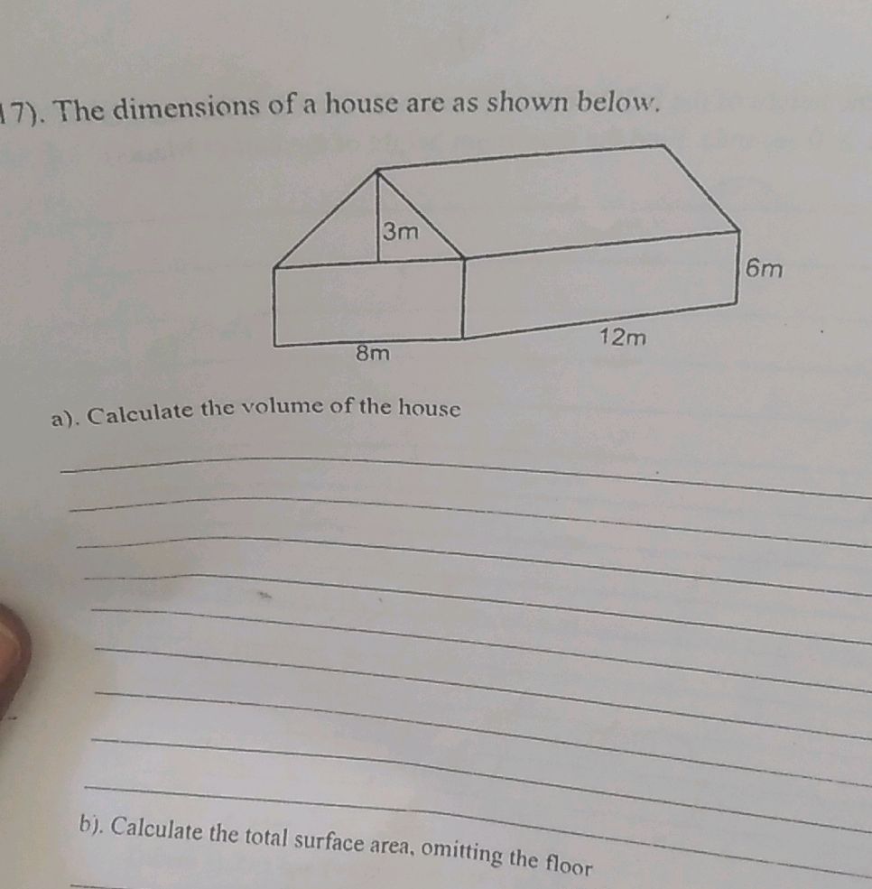 17). The dimensions of a house are as shown | StudyX