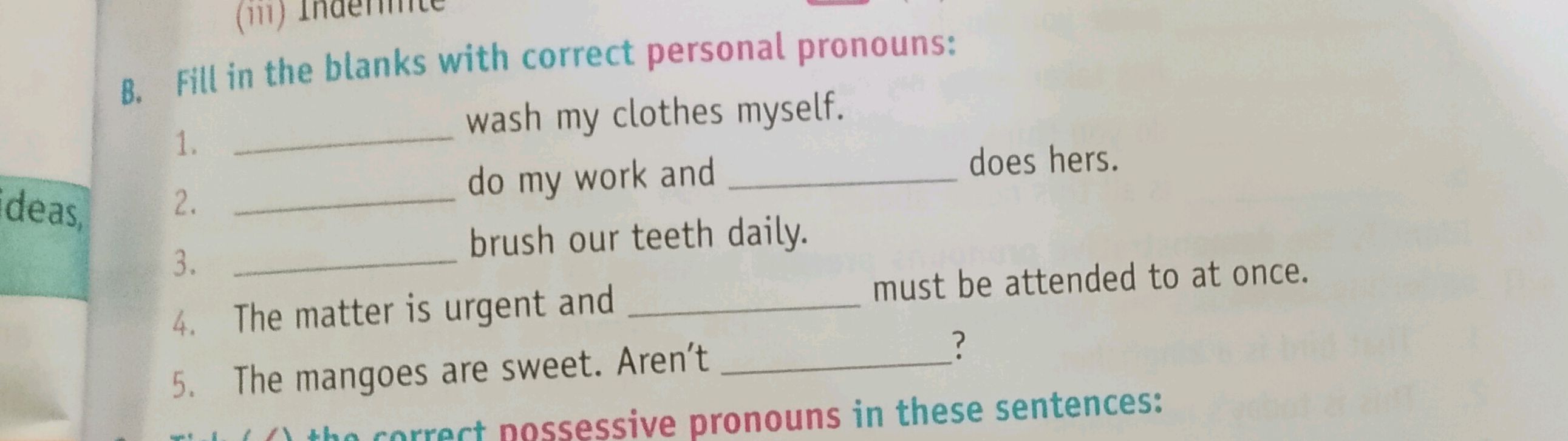 B. Fill in the blanks with correct personal | StudyX