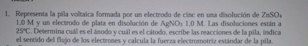 1. Representa la pila voltaica formada por | StudyX