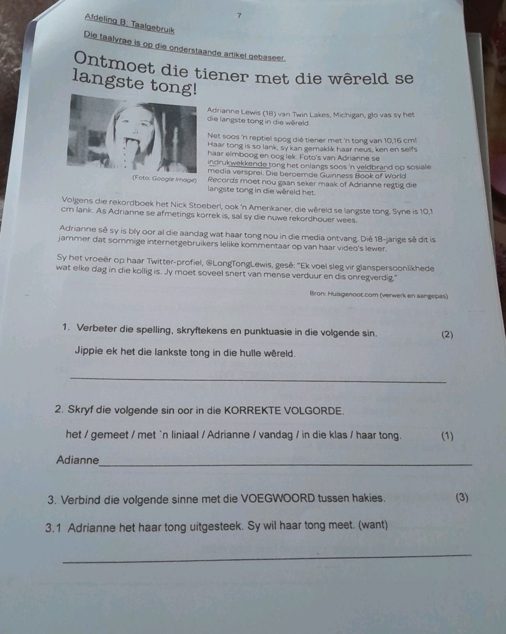 1. Verbeter die spelling, skryftekens en | StudyX